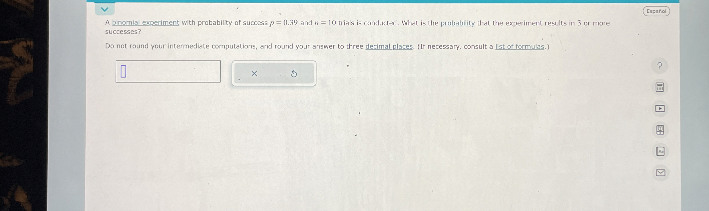 Solved A binomial experiment with probability of success | Chegg.com