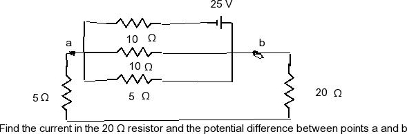 Solved Find the current in the 20 Ohm resistor and the | Chegg.com