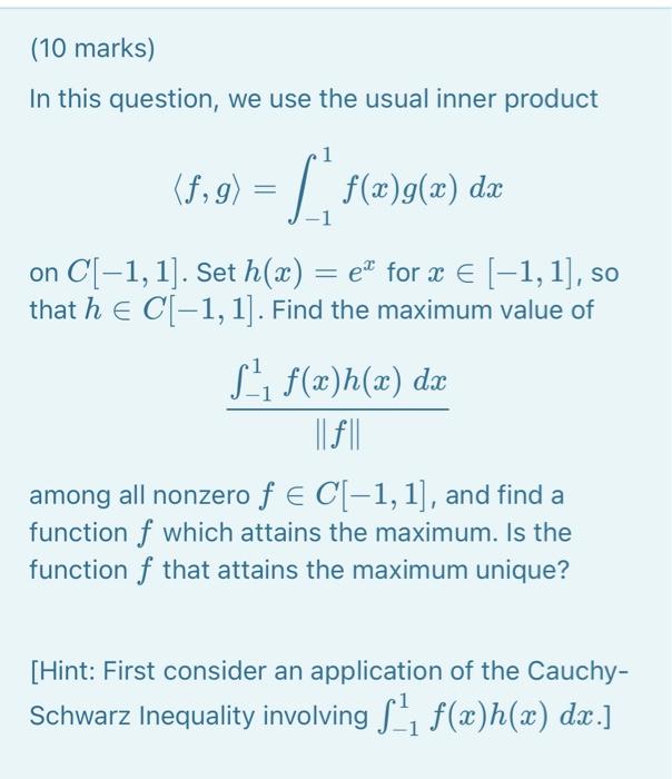 Solved In this question, we use the usual inner product | Chegg.com