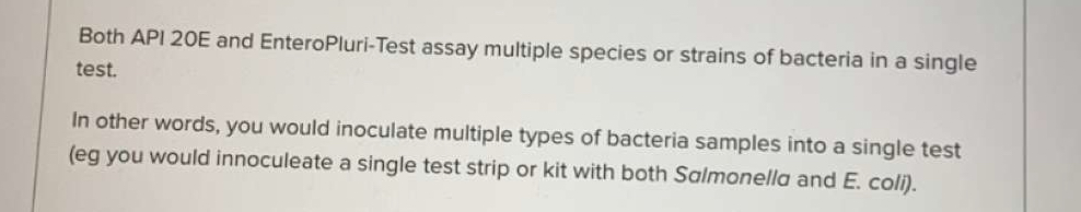 Solved Both API 20E ﻿and EnteroPluri-Test assay multiple | Chegg.com