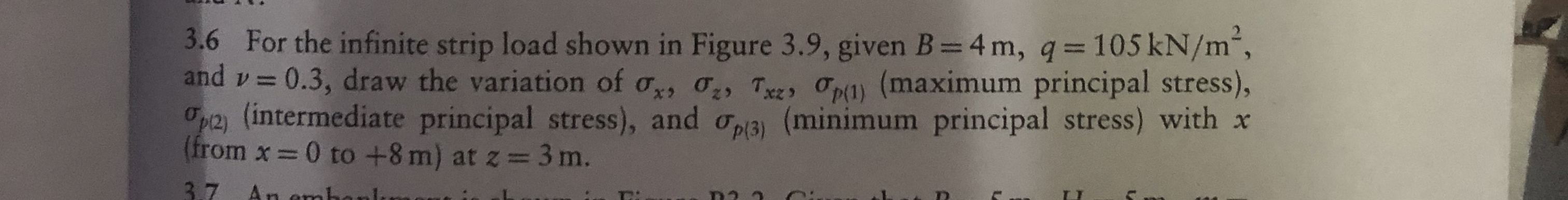 3.6 ﻿For the infinite strip load shown in Figure 3.9, | Chegg.com