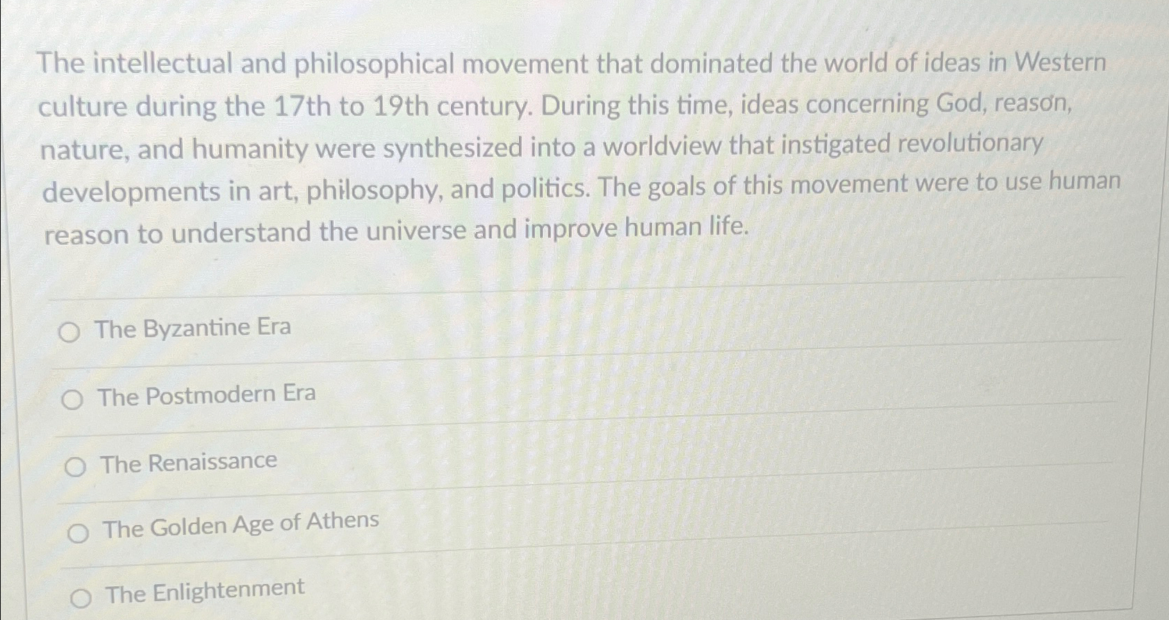 Solved The intellectual and philosophical movement that | Chegg.com