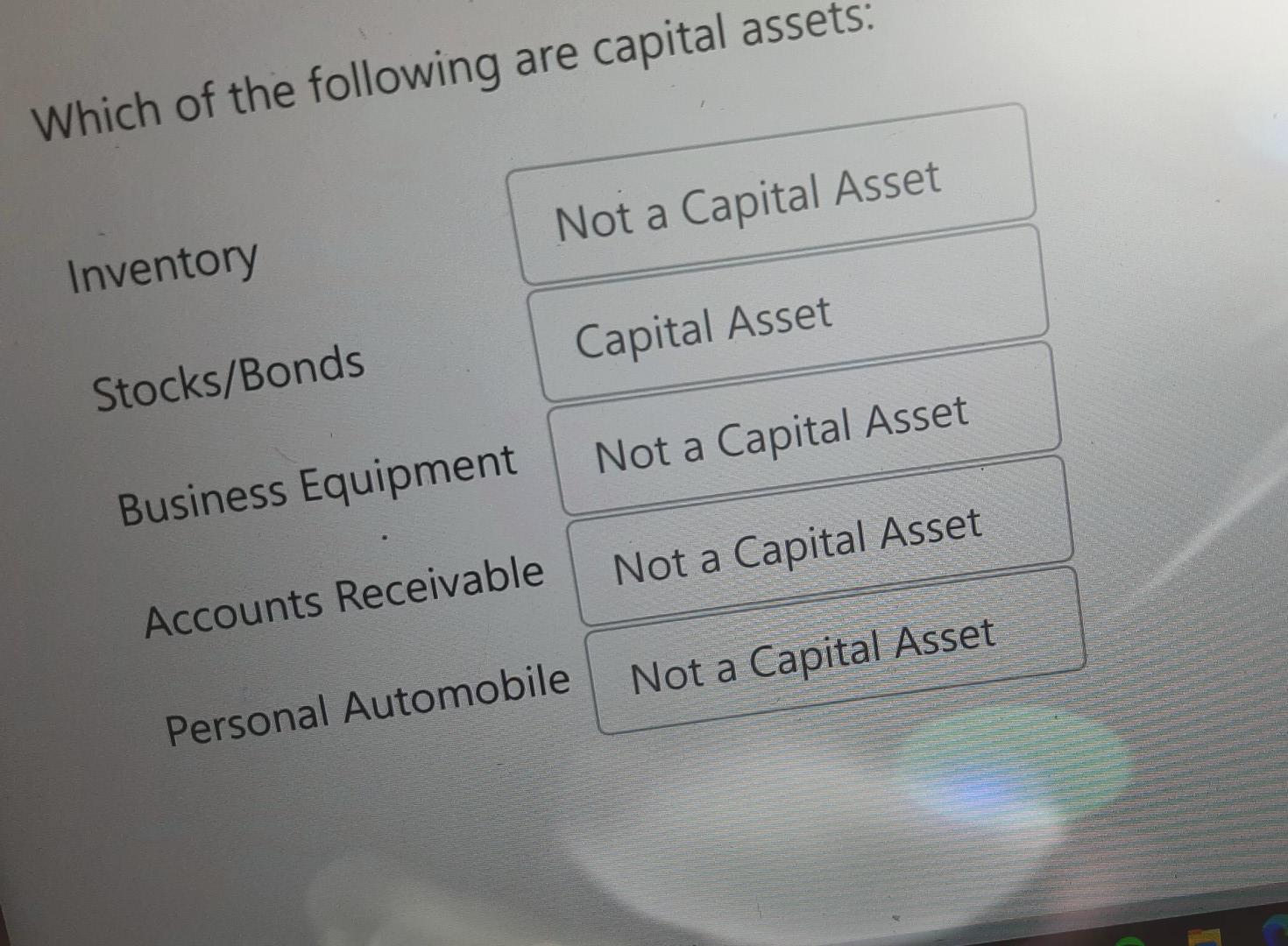 Solved Which of the following are capital assets: Not a | Chegg.com
