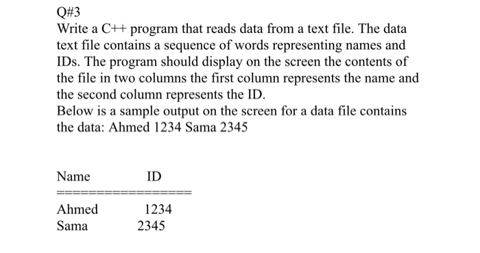 Solved Q 3 Write A C Program That Reads Data From A Text