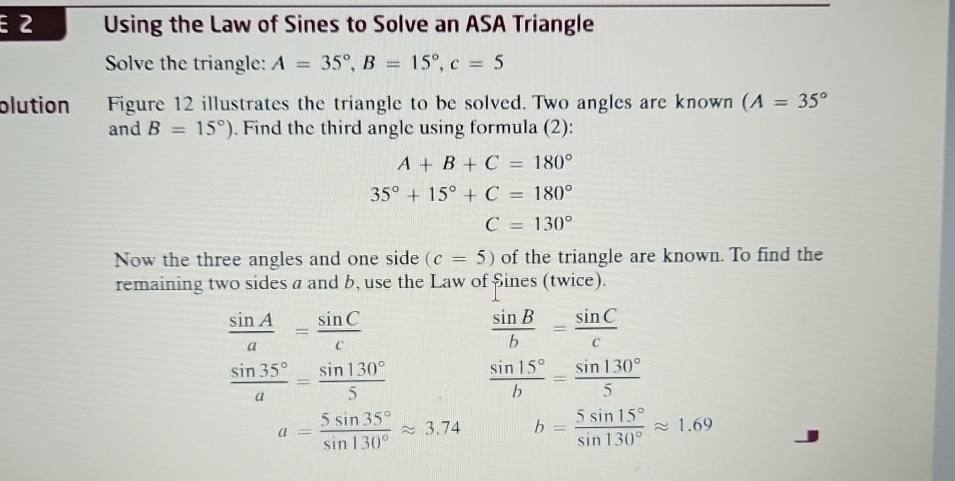 Solved 2 ﻿Using the Law of Sines to Solve an ASA | Chegg.com