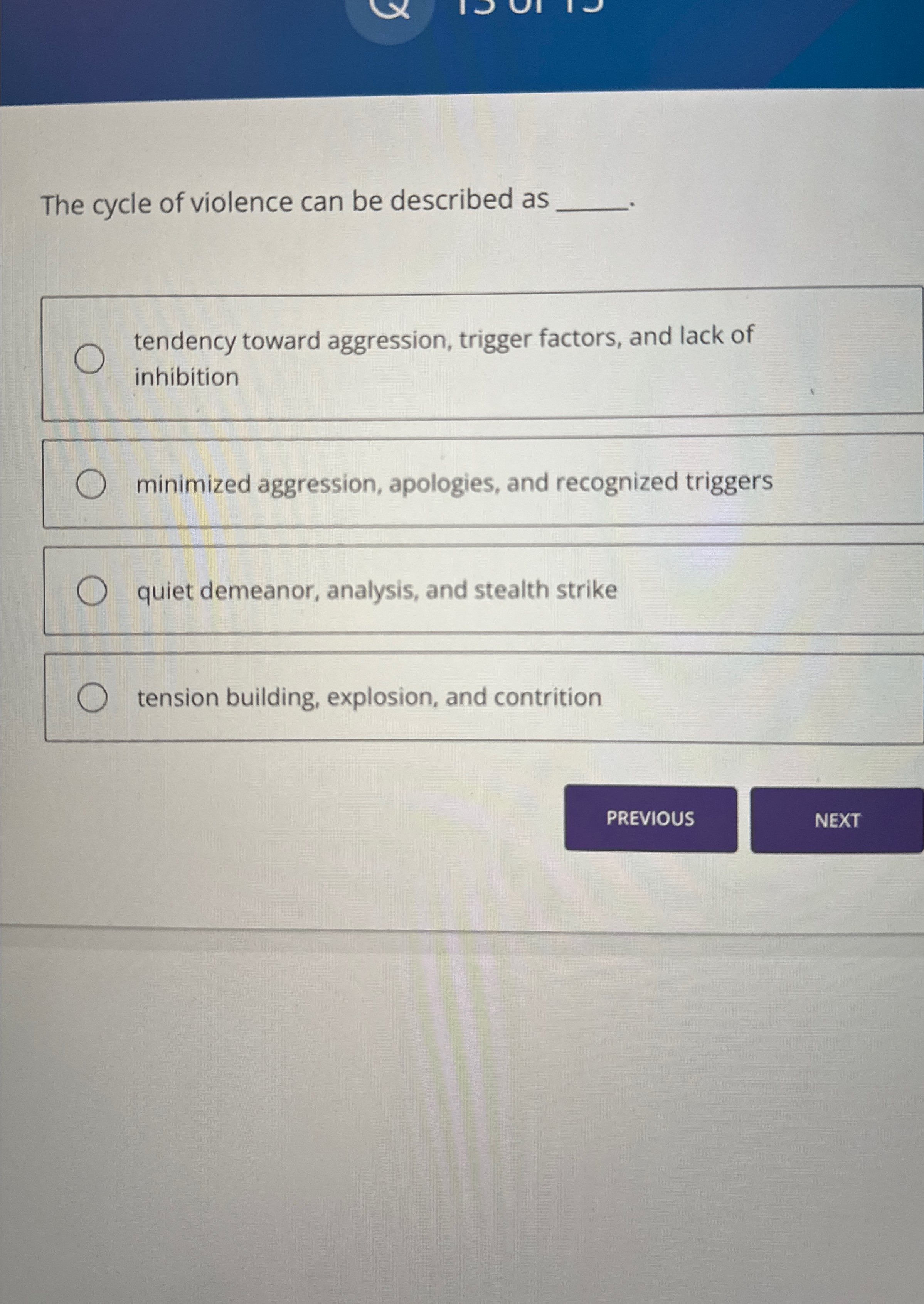 Solved The cycle of violence can be described as tendency | Chegg.com