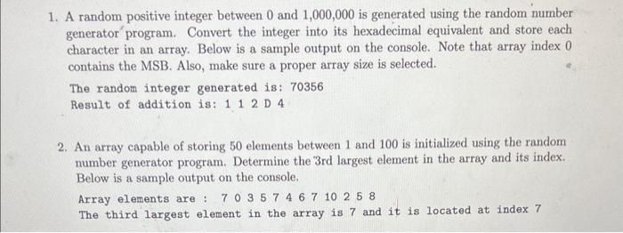 Solved 1. A random positive integer between 0 and 1,000,000 | Chegg.com