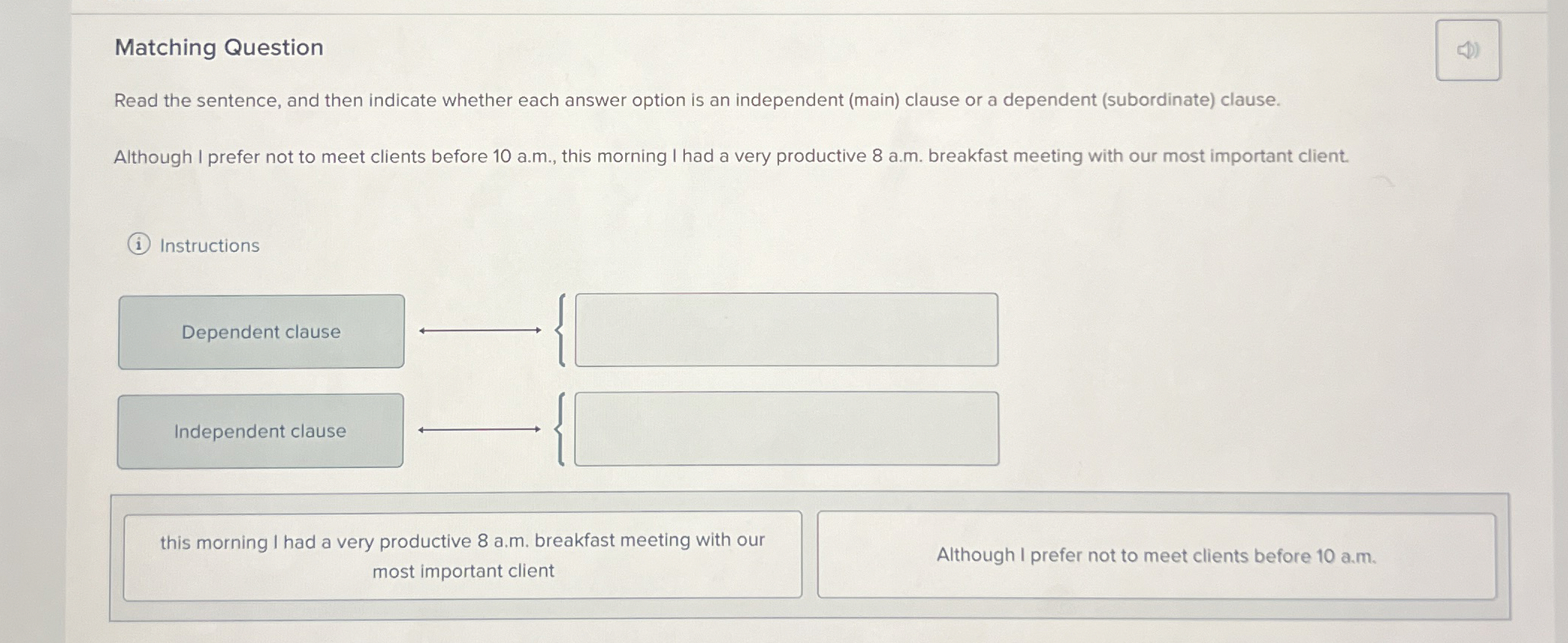 Solved Matching QuestionRead the sentence, and then indicate | Chegg.com