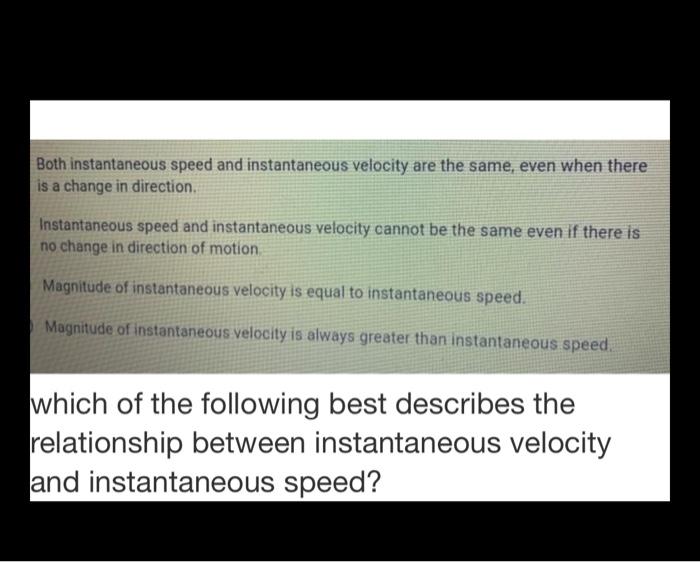 Solved Both instantaneous speed and instantaneous velocity | Chegg.com