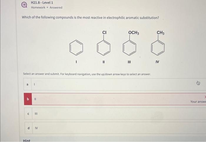 Solved Which of the following compounds is the most reactive | Chegg.com