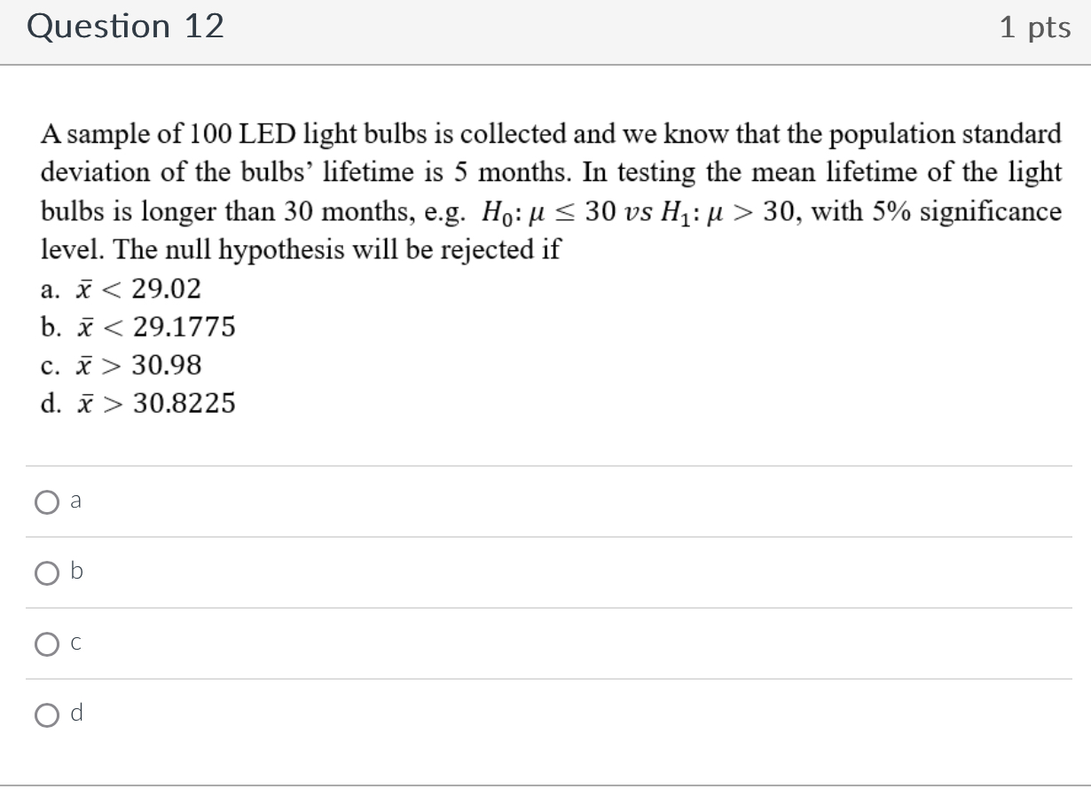 Solved A sample of 100 ﻿LED light bulbs is collected and we | Chegg.com