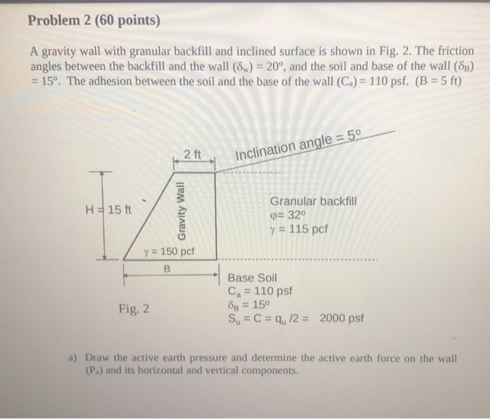 Solved Problem 2 (60 points) A gravity wall with granular | Chegg.com