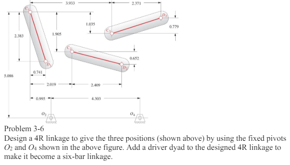 Solved Design a 4R linkage to give the three positions | Chegg.com