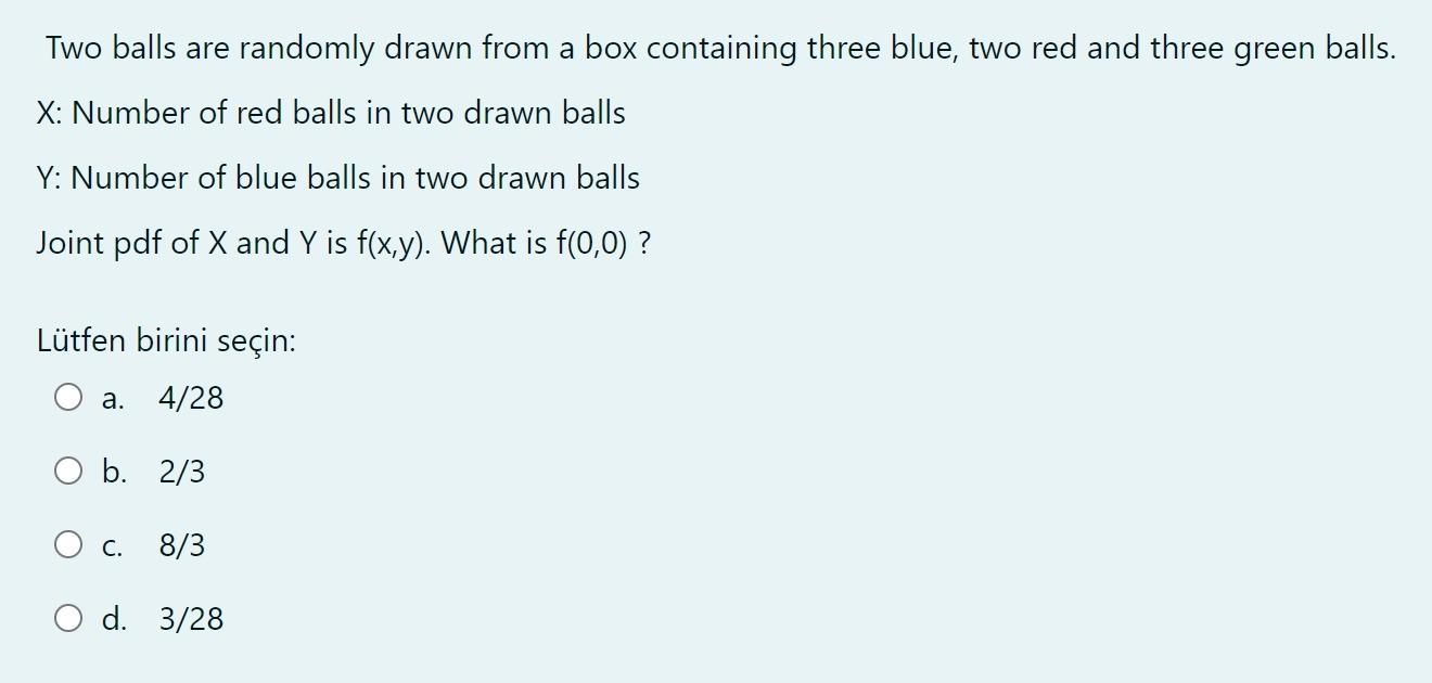 Two balls are randomly drawn from a box containing | Chegg.com