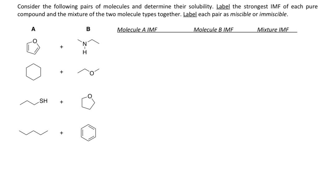 Solved Consider the following pairs of molecules and | Chegg.com