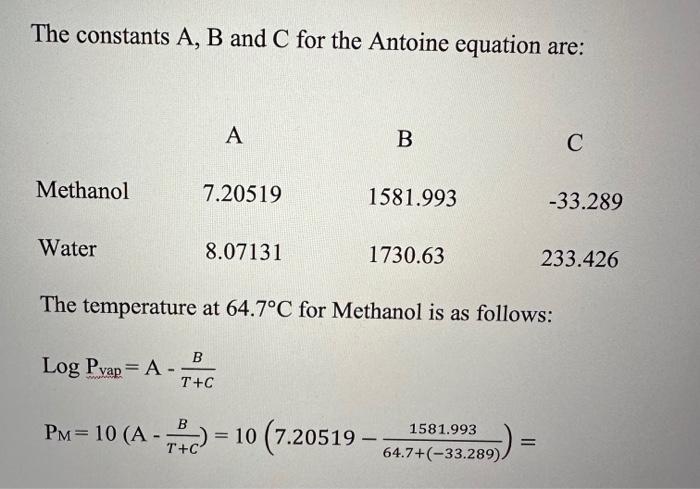 Solved Please calculate the vapor pressures for both | Chegg.com