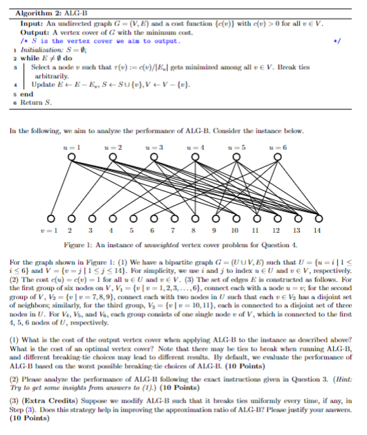 Algorithm 2: AL.C:-BInput: An undirected graph | Chegg.com