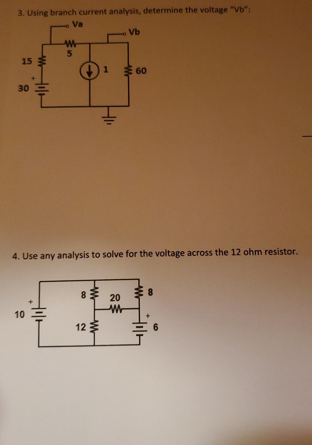 Solved 3. Using branch current analysis, determine the | Chegg.com