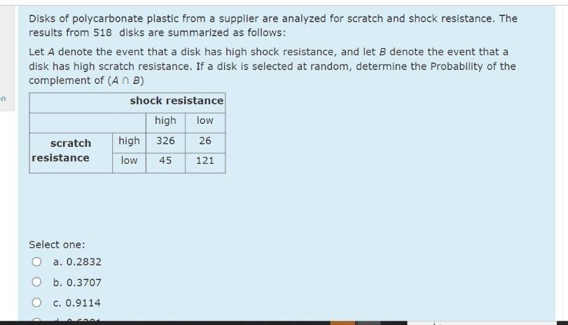 Solved Disks of polycarbonate plastic from a supplier are | Chegg.com