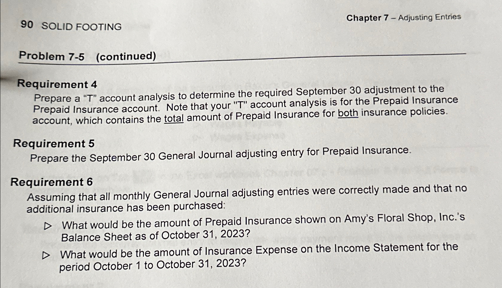 Solved 90 ﻿SOLID FOOTINGChapter 7 - ﻿Adjusting | Chegg.com