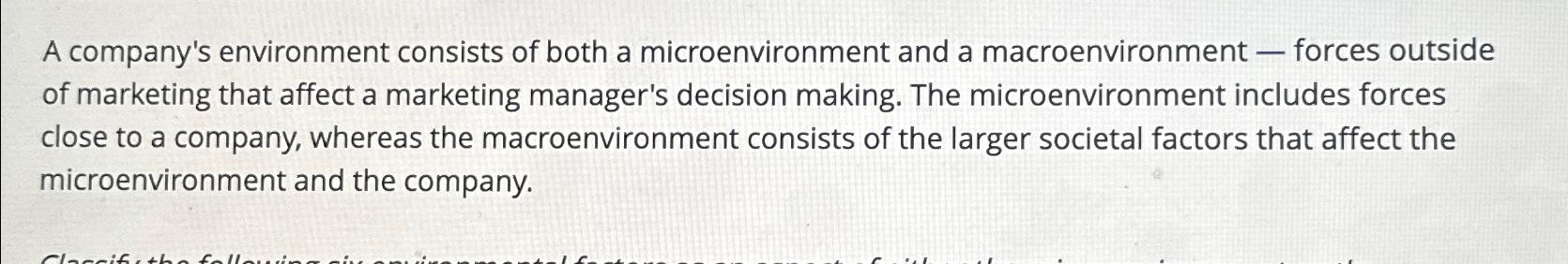 Solved A company's environment consists of both a | Chegg.com