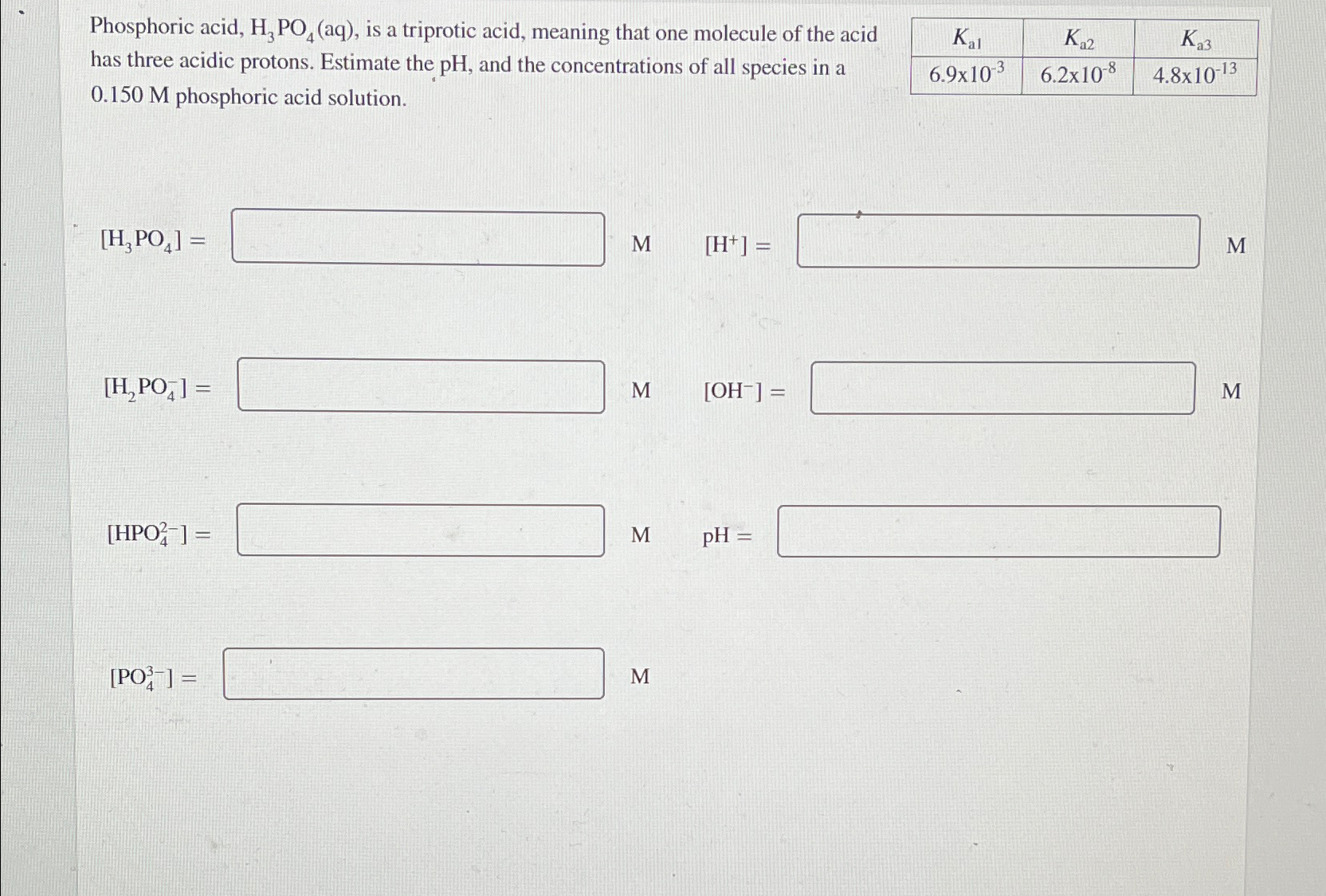 Solved Phosphoric acid, H3PO4(aq), ﻿is a triprotic acid, | Chegg.com
