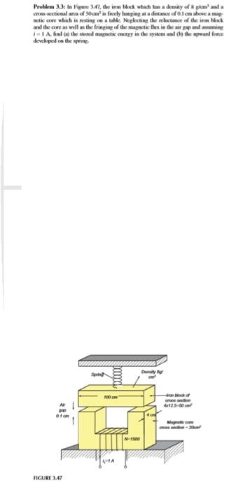 Problem 3.3: In Figure 347, the iron Hock which has a | Chegg.com