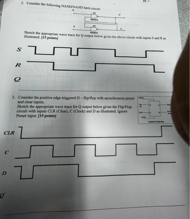 Solved 2. Consider the following NAND/NAND latch circuit. | Chegg.com
