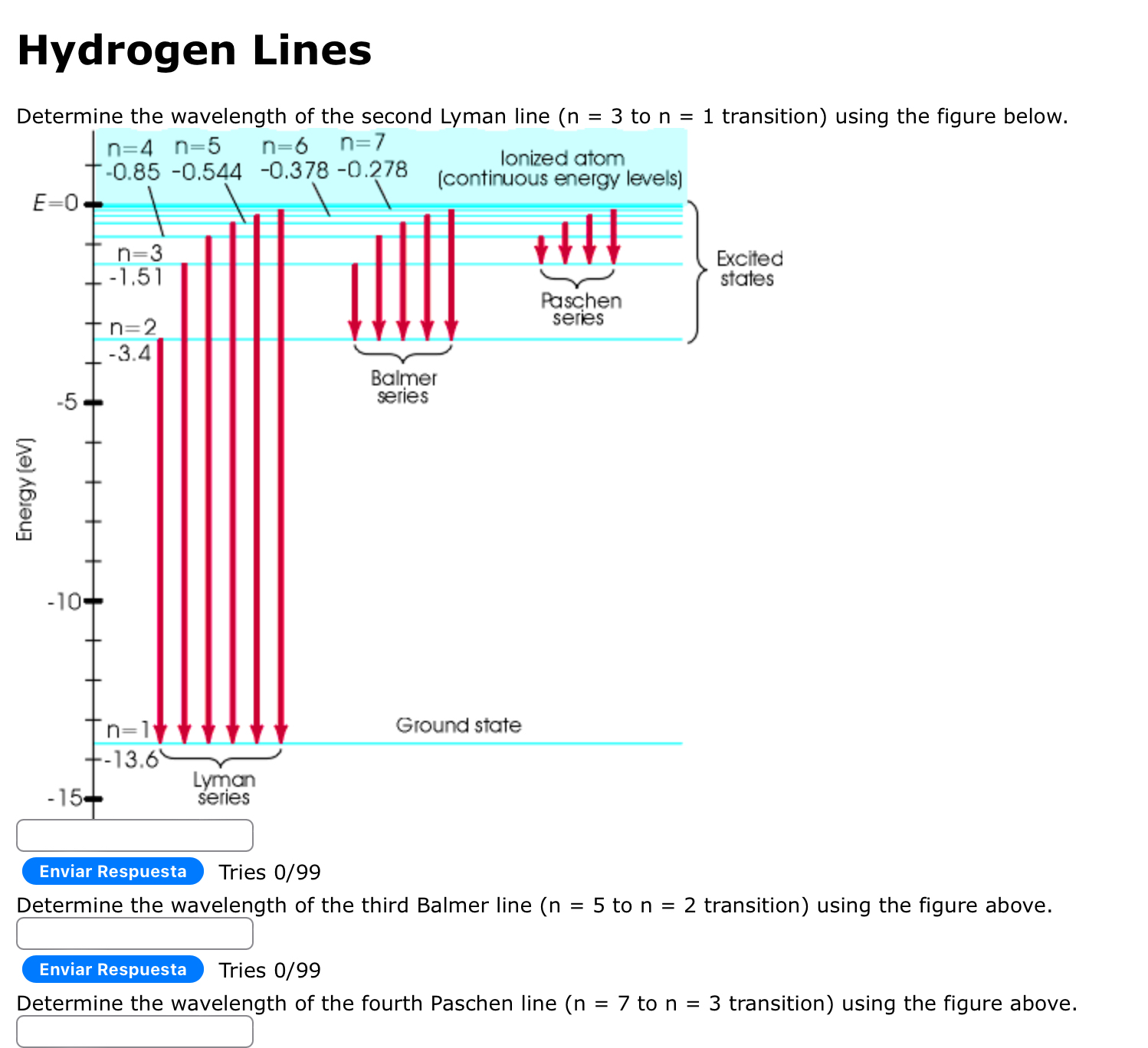Solved Hydrogen LinesDetermine the wavelength of the second | Chegg.com