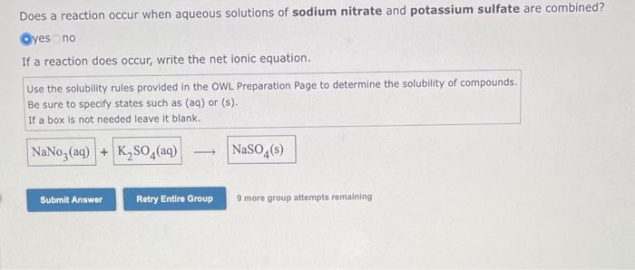 Solved Use the solubility rules provided in the OWL | Chegg.com