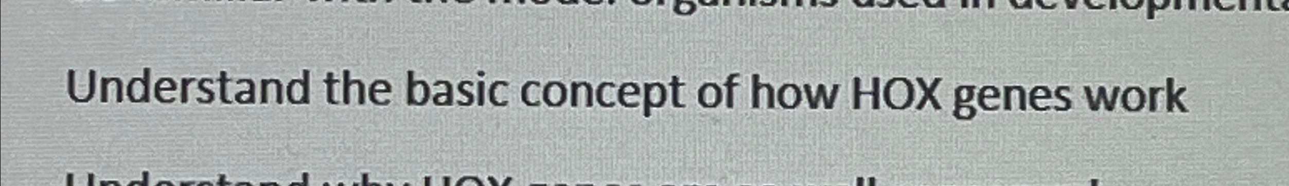 Solved Understand the basic concept of how HOX genes work | Chegg.com