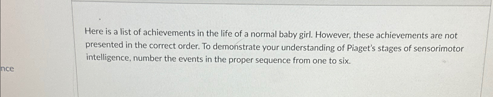 Solved Here is a list of achievements in the life of a | Chegg.com