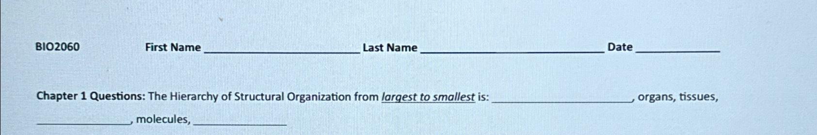 Solved B102060First NameLast NamDateChapter 1 ﻿Questions: | Chegg.com