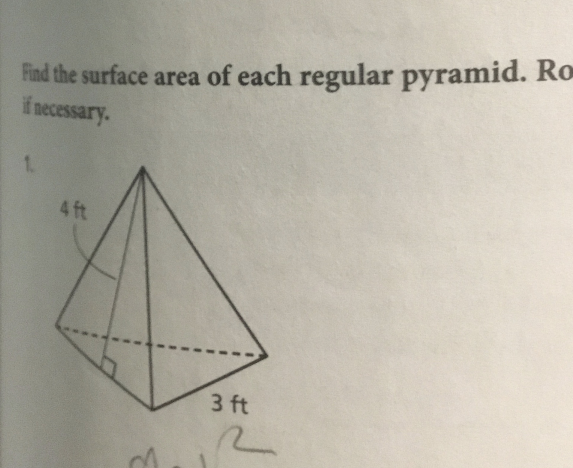 Solved Find the surface area of each regular pyramid. Roif | Chegg.com