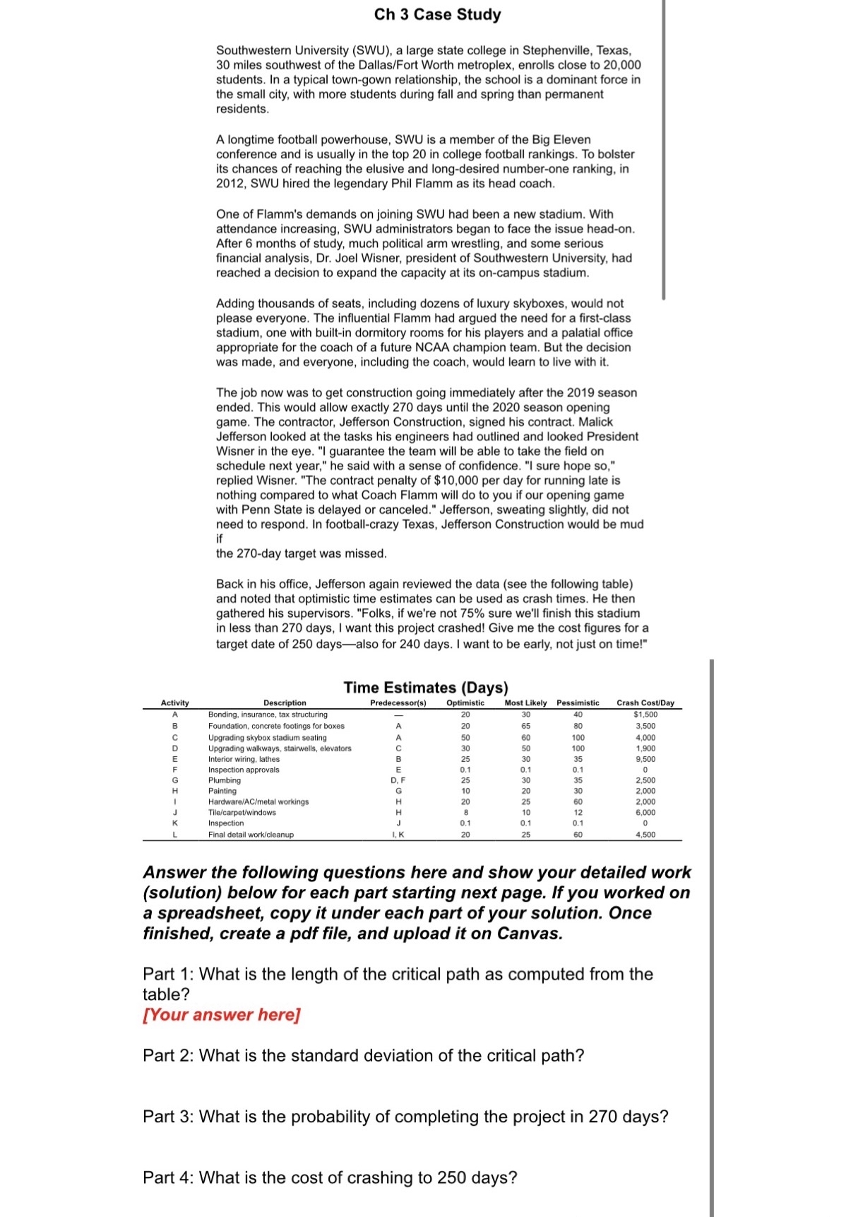 Solved Ch 3 ﻿Case StudySouthwestern University (SWU), ﻿a | Chegg.com