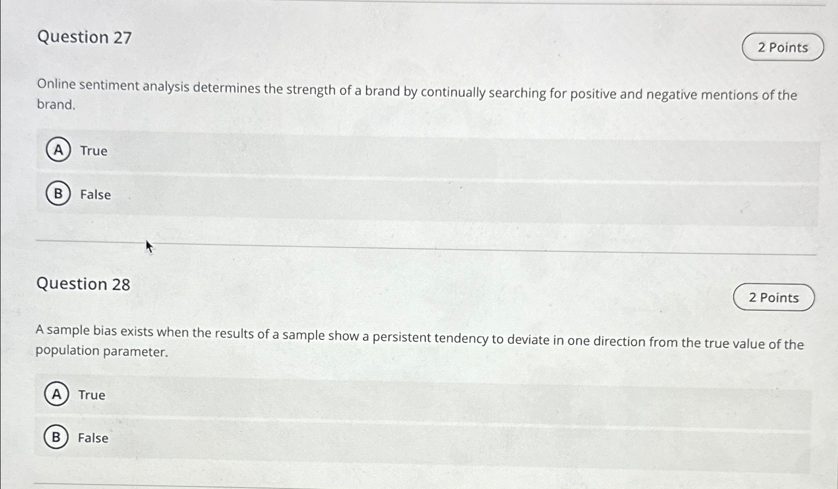Solved Question 27Online sentiment analysis determines the | Chegg.com