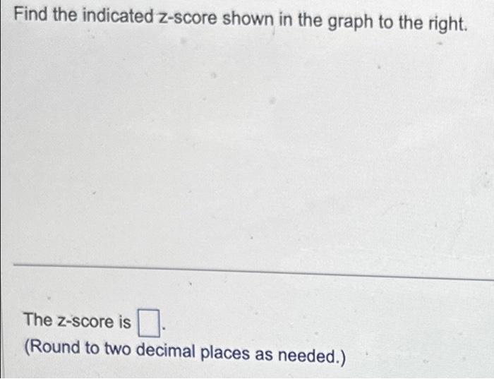 Solved Find the indicated z-score shown in the graph to the | Chegg.com