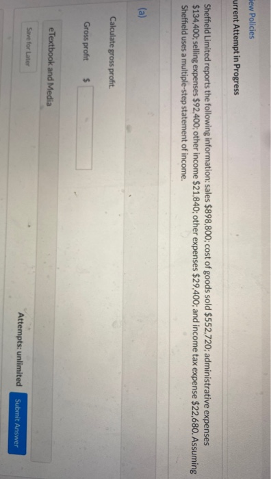 Solved lew Policies urrent Attempt in Progress Sheffield | Chegg.com