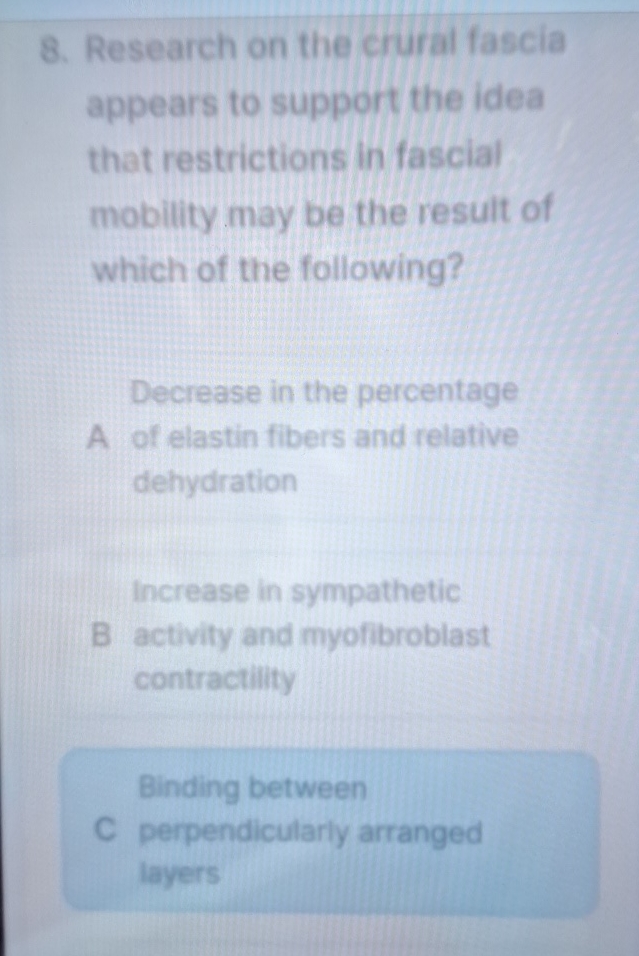 Solved Research on the crural fascia appears to supporf the | Chegg.com