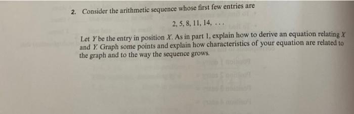 Solved 2. Consider the arithmetic sequence whose first few | Chegg.com