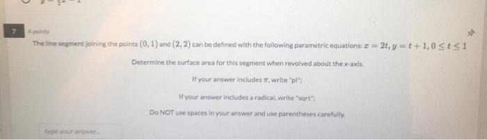 Solved 7 The line segment joining the points (0,1) and (2.2) | Chegg.com
