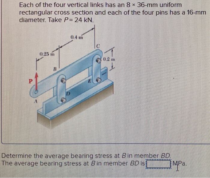 Solved Each Of The Four Vertical Links Has An 8 X 36 mm Chegg Solved Each Of The Four Vertical Links Has An 8 X 36 mm Chegg