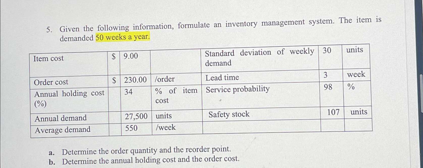 Solved Given the following information, formulate an | Chegg.com