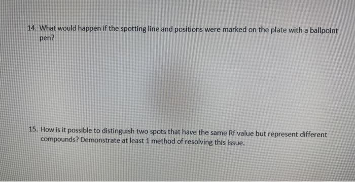Solved 14. What would happen if the spotting line and | Chegg.com