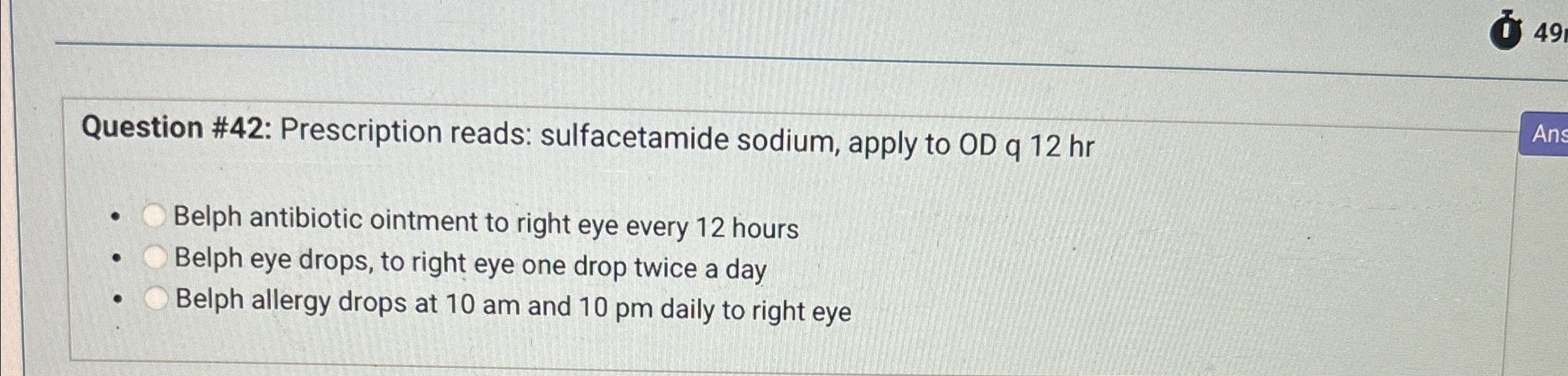 Solved Question #42: Prescription reads: sulfacetamide | Chegg.com