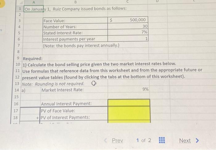 Solved Bond Pricing using Present Value Tables using Excel's | Chegg.com