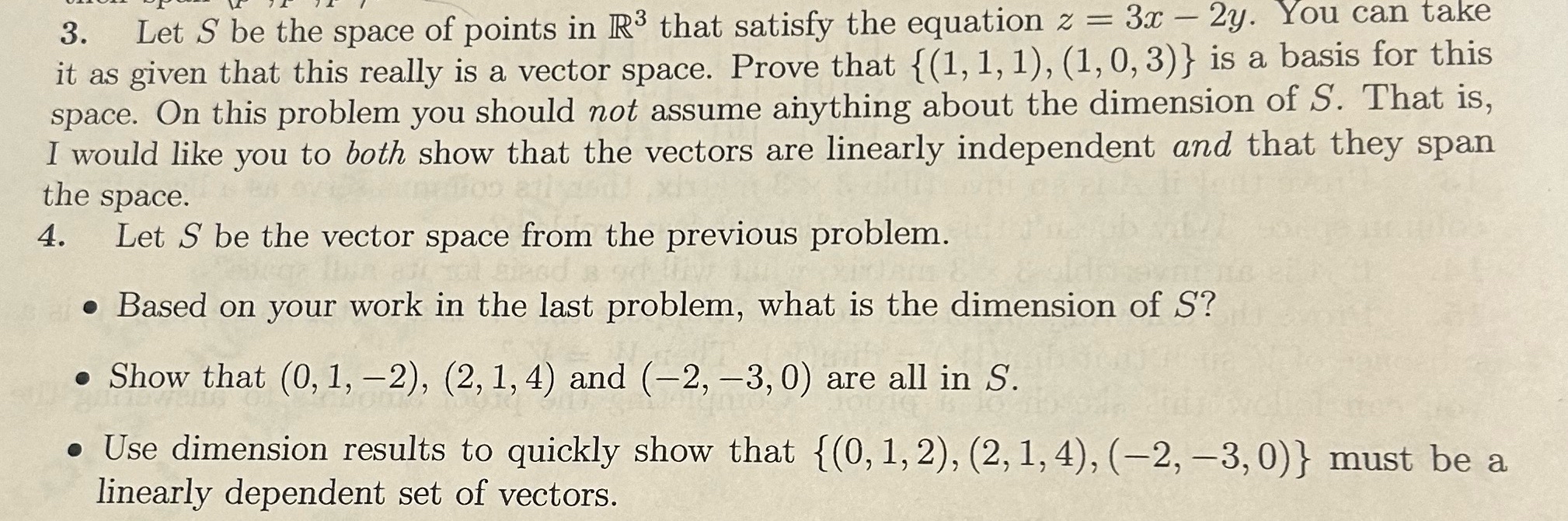 Solved SOLVE BULLET POINTS FOR 4. ﻿Let S ﻿be the space of | Chegg.com