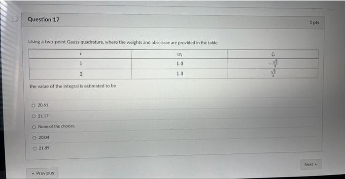 Solved Using a two-point Gauss quadrature, where the weights | Chegg.com