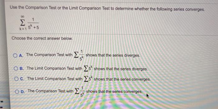 Solved use the comparison test or the limit comparison test | Chegg.com