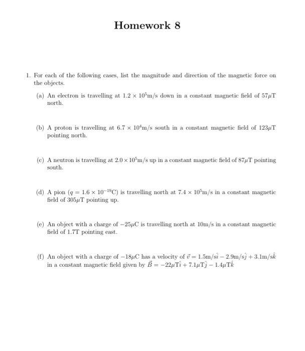 Solved 1. For each of the following cases, list the | Chegg.com